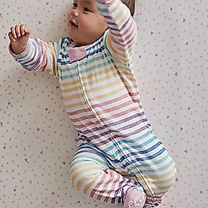 HonestBaby unisex baby Organic Cotton Footed & Play Pajamas and Toddler Sleepers, Rainbow Stripe, Newborn US