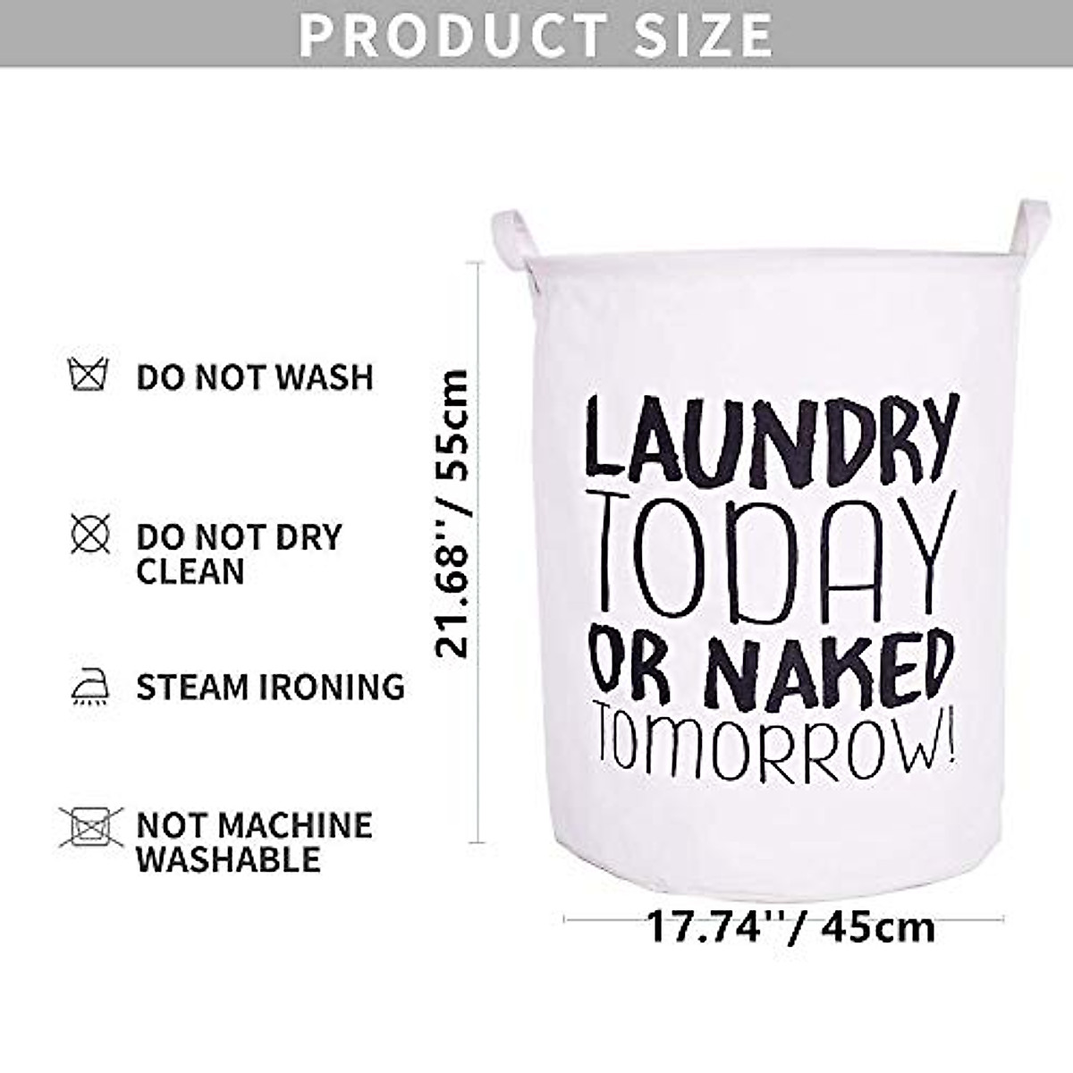 VJJ AIDEAR Wash Today Round Cloth Laundry Hamper with Handles| Dirty Clothes Sorter | 21.6" Easy Storage | Foldable | Beige Linen