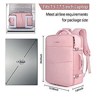 Travel Backpack for Men Women 17 Inch Flight Approved Carry on Backpack Waterproof Large 40L Luggage Daypack Business College Weekender Overnight Laptop Backpack with 3 Packing Cubes, Pink