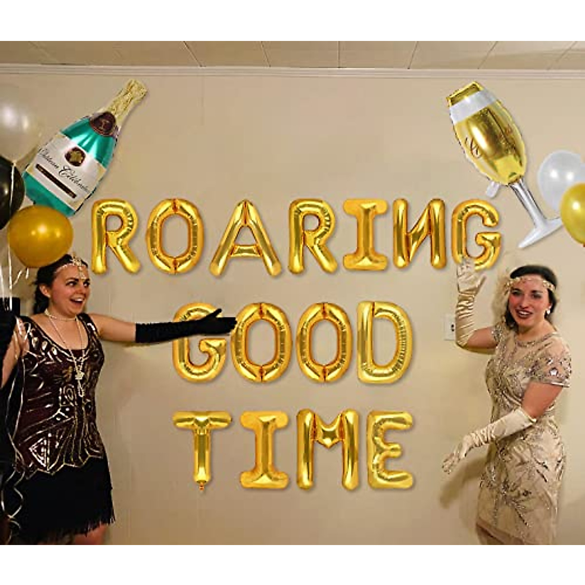 LaVenty Set of 15 Roaring Good Time Balloons Great Gatsby Party Decoration Roaring 20s Party Balloons Roaring Twenties Decorations Flapper Party Decor