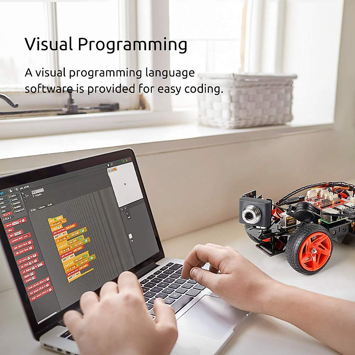 SunFounder Smart Video Car Kit V2.0 PiCar-V Robot Kit for Raspberry Pi 4 Model B 3B+ 3B Graphical Visual Programming Language, Video Transmission, Remote Control by UI on Windows Mac Web Browser
