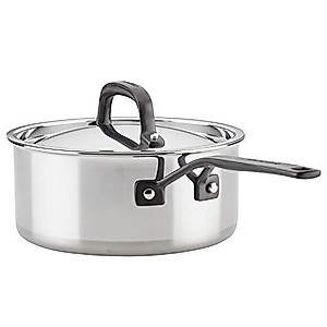 KitchenAid 5-Ply Clad Stainless Steel Cookware Pots and Pans Set, 10 Piece, Polished Stainless
