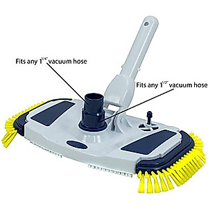 Aqua Select Weighted Pool Vacuum Head with Side Brushes for Cleaning Above Ground & Inground Swimming Pool | Flexible Handle with EZ Clips | Quickly Clean Walls, Corners and Slopes