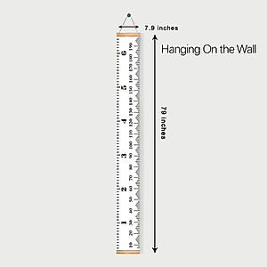 MIBOTE Baby Growth Chart Handing Ruler Wall Decor for Kids, Canvas Removable Growth Height Chart 79" x 7.9"
