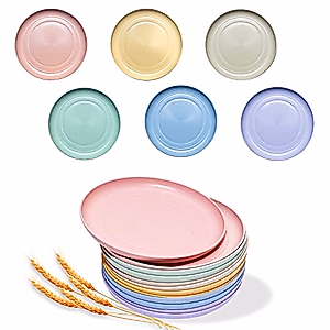 SHECIPIN 12 PACK 6 Inches Lightweight Mini Wheat Straw Plates,Reusable Plate Set Dishwasher & Microwave Safe,Unbreakable Deep Dinner Plates, Plastic Plates Reusable,They are easy to clean BPA free