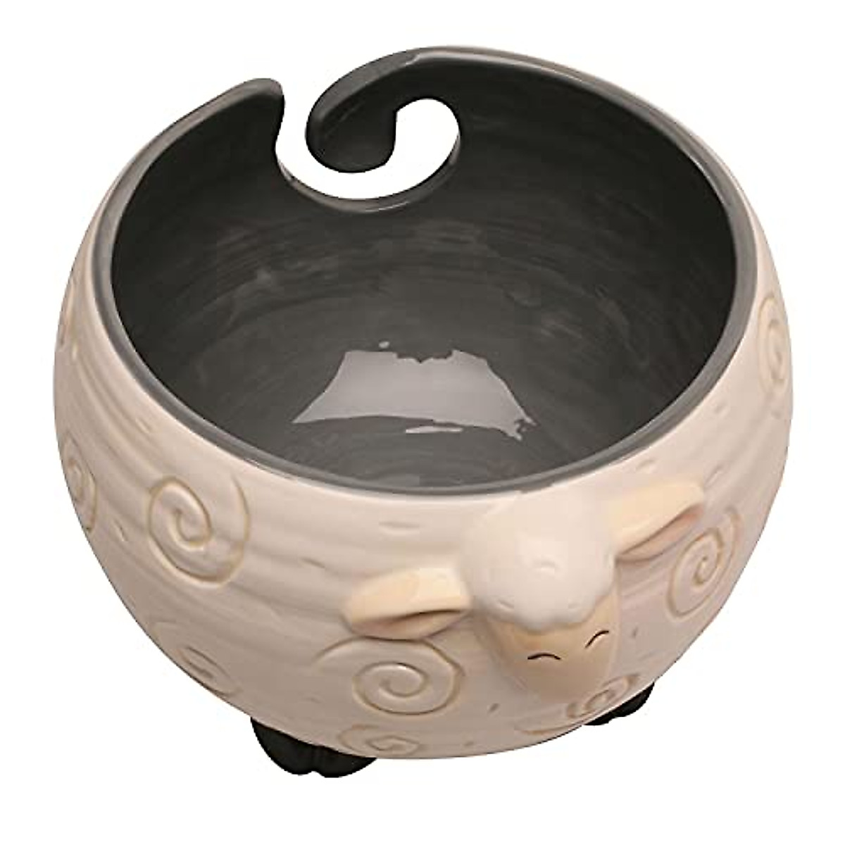 WHAT ON EARTH Yarn Bowl for Crochet Large Sheep Shaped Ceramic Yarn Holder Crochet Bowl Knitting Bowl, 6 Inch Wide x 4 Inch High