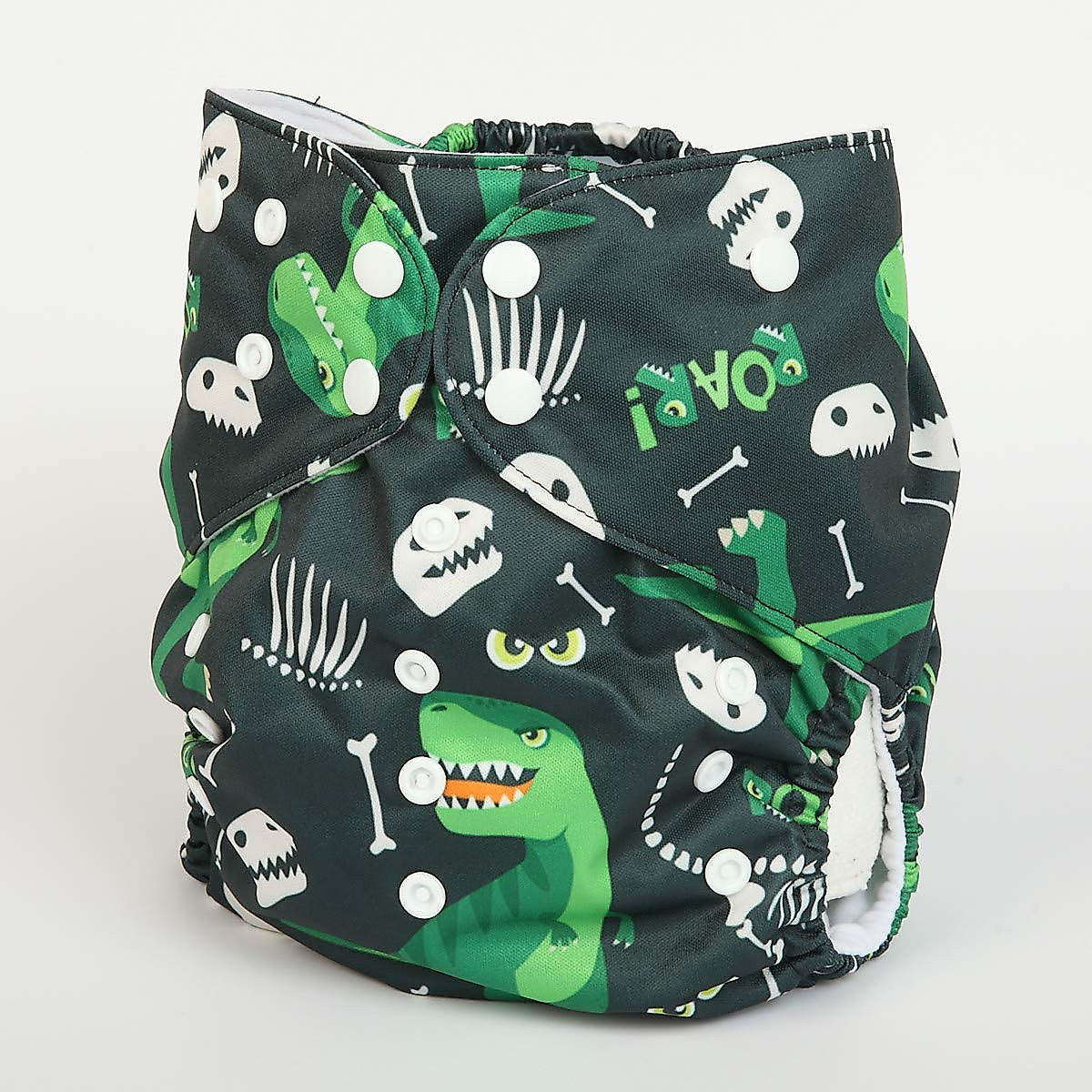 2 to 7 Years Old Junior Big Cloth Diaper Pocket Reusable Washable Baby Toddler (Green Dinosaurs)