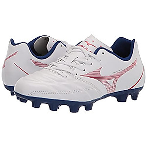 Mizuno Boy's Rebula Cup Select Jr. Soccer Shoe, White-Red, 2 Big Kid