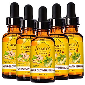 5 Pack Hair Growth Serum,Ginger Biotin Hair Regrowth Serum Prevent Hair Loss and Natural Serum for Thicker, Stronger, Longer Hair Men and Women