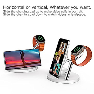 Wireless Charger,ZECHIN 5-in-1 Wireless Charging Station,Fast Wireless Charger Stand for iPhone 14/13/12/11/Pro/Max/XS/XR/X/8/Plus, for Apple Watch 7/6/5/4/3/2/SE, for AirPods 3/2/Pro(White)