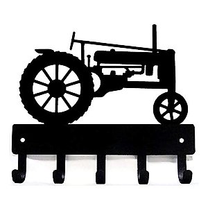 The Metal Peddler Farm Tractor #39 Key Rack Holder for Wall - 9 inch Wide - Made in USA; Farmhouse Decor, Barn Organizer