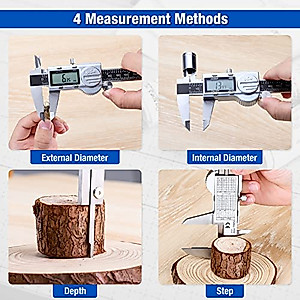 Raynesys Digital Caliper with Absolute Value Function 0-6" Inch/MM/Fraction Conversion, Stainless Steel Electronic Diameter Measuring Tool with Large LCD Screen, IP54 Waterproof Protection, Auto-Off