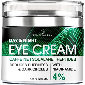 REMEDIAL Eye Cream for Dark Circles and Puffiness, Bags Under Eyes Treatment, Anti-Aging Collagen Eye Cream for Wrinkles, Day & Night Caffeine Eye Cream with Niacinamide Dimethicone, Made in USA