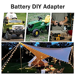 2 Packs Power Wheel Adapter for Dewalt 20V Battery with Fuse & Wire terminals, Work with for Dewalt 20V DCB205 DCB206 DCB200 Lithium Battery; Power Connector for Rc Car, 14AWG Robotics, DIY use