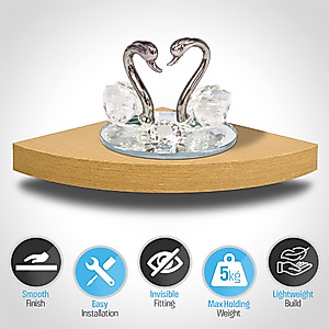 ASAB MDF Floating Corner Shaped Size Wood Wall Shelving Unit-Oak, Standard