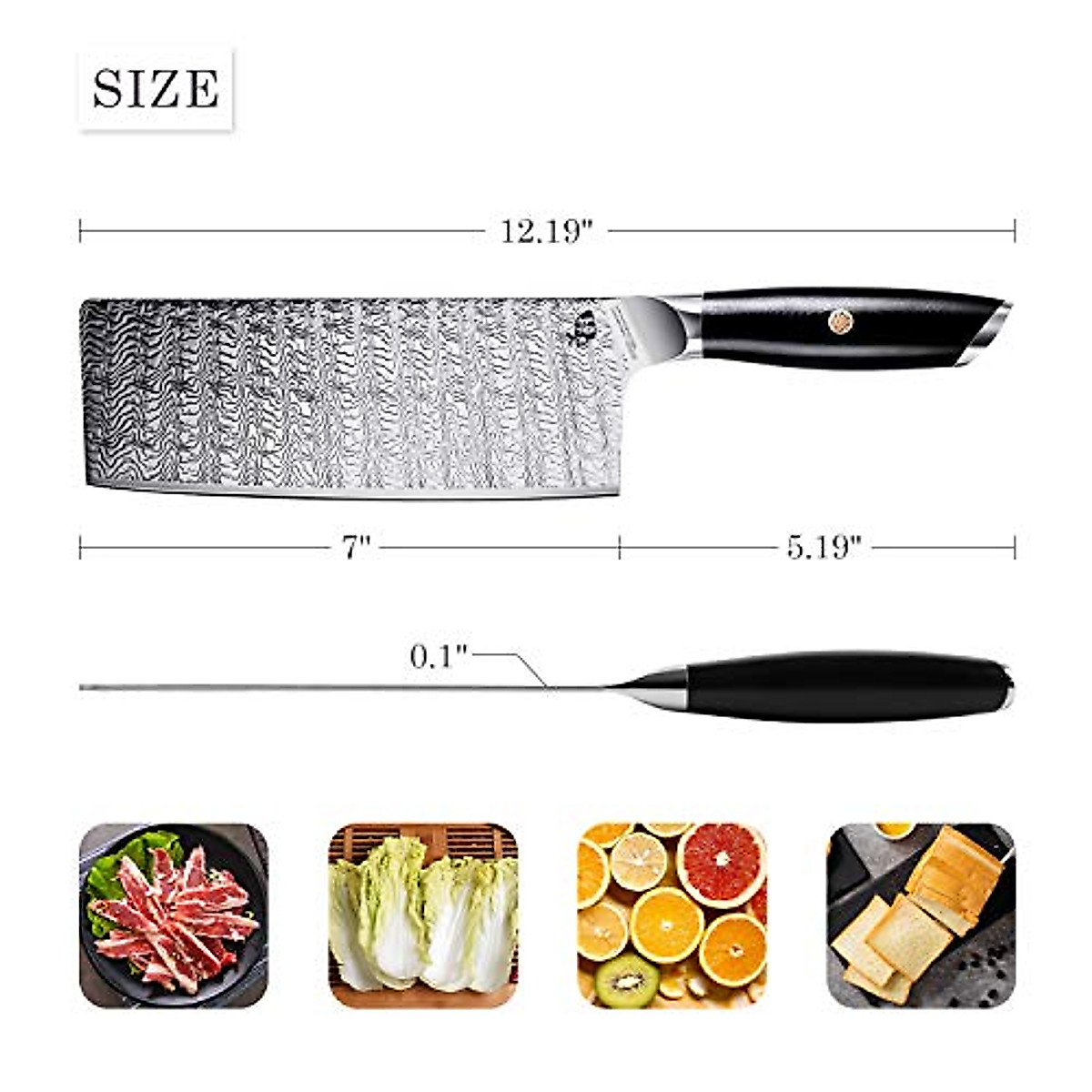TUO Cleaver Knife 7 inch - Vegetable Meat Cleaver Knife for Home Kitchen High Carbon Stainless Steel with Gift Box