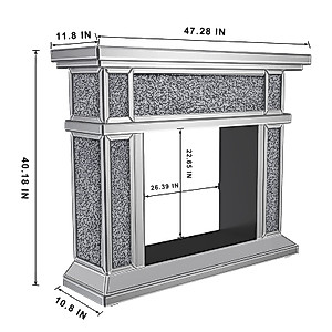 Mirrored Electric Fireplace, Fireplace Mantel Freestanding Heater Firebox with Remote Control, 3D Flame, 750/1500W