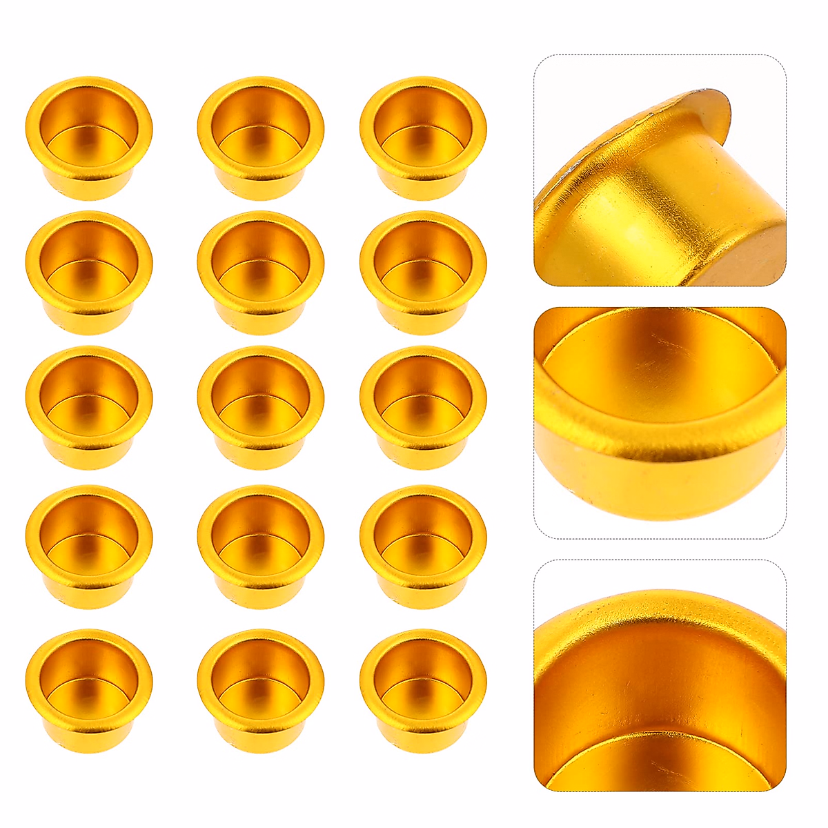 Uonlytech Metal Cup Holder 20Pcs Metal Candle Cup Tea Light Candle Holders Candelabra Votive Pegs for Wedding Centerpieces Table Halloween Christmas Lamp Candle Making Brass Candlestick Holders