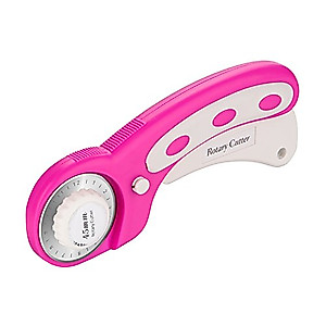 45mm Rotary Cutter Set, AGPtEK Pink Rotary Cutter with 7 Replacement Rotary Blades, Rotary Blades & Safety Lock for Precise Cutting, Ideal for Sewing Fabric Leather Quilting & More