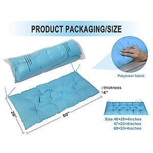 COSNUOSA Outdoor Bench Cushion Waterproof Outdoor Loveseat Cushions Swing Cushions Bench Cushions for Indoor Furniture Sky Blue 60x20 Inches