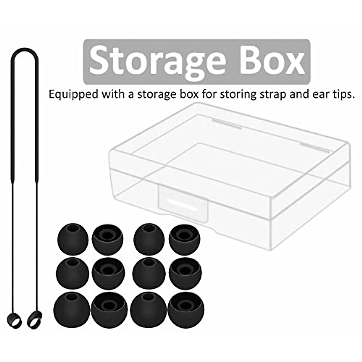 IiEXCEL Strap Ear Tips Kit Compatible with JBL Tune 120TWS / 125TWS, Anti-Lost Soft Silicone Lanyard Neck Rope Cord Lease Gel Eartips Skin Accessories Compatible with JBL Tune 125TWS / 120TWS - Black