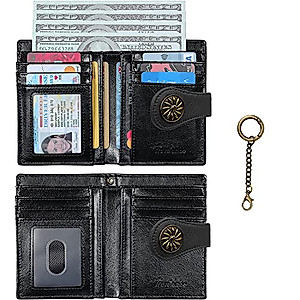 Travelambo Rfid Wallet Women Leather Bifold Compact Small Wallet for Women (Black)