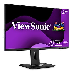 ViewSonic VG2755-2K 24 Inch IPS 1440p Monitor with USB C 3.1, HDMI, DisplayPort and 40 Degree Tilt Ergonomics for Home and Office,Black