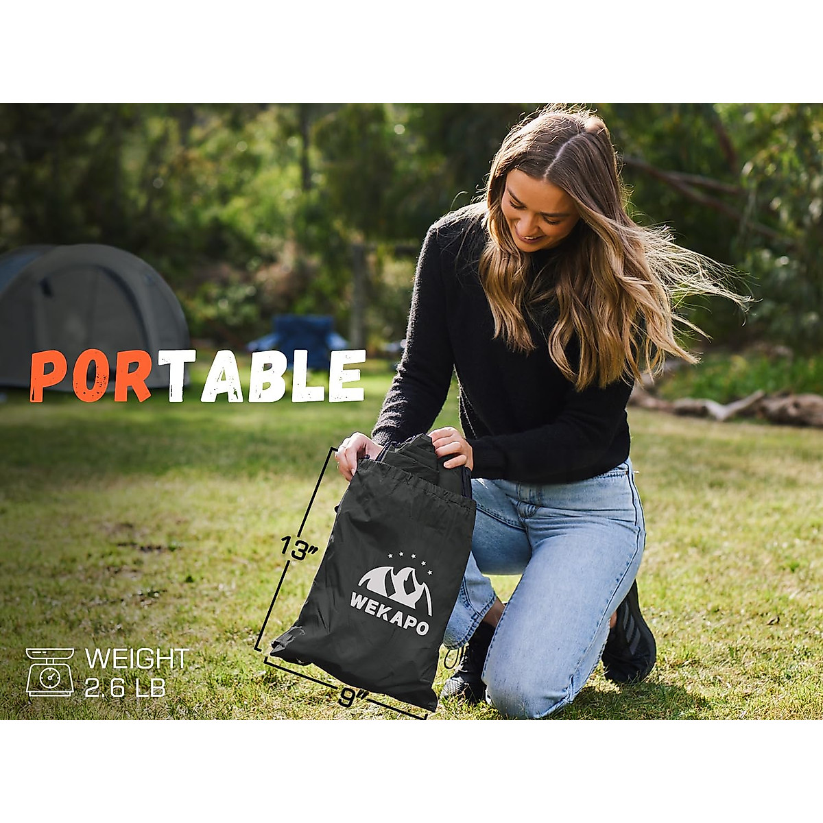 WEKAPO Inflatable Lounger Air Sofa Hammock-Portable,Water Proof& Anti-Air Leaking Design-Ideal Couch for Backyard Lakeside Beach Traveling Camping Picnics & Music Festivals (Black)