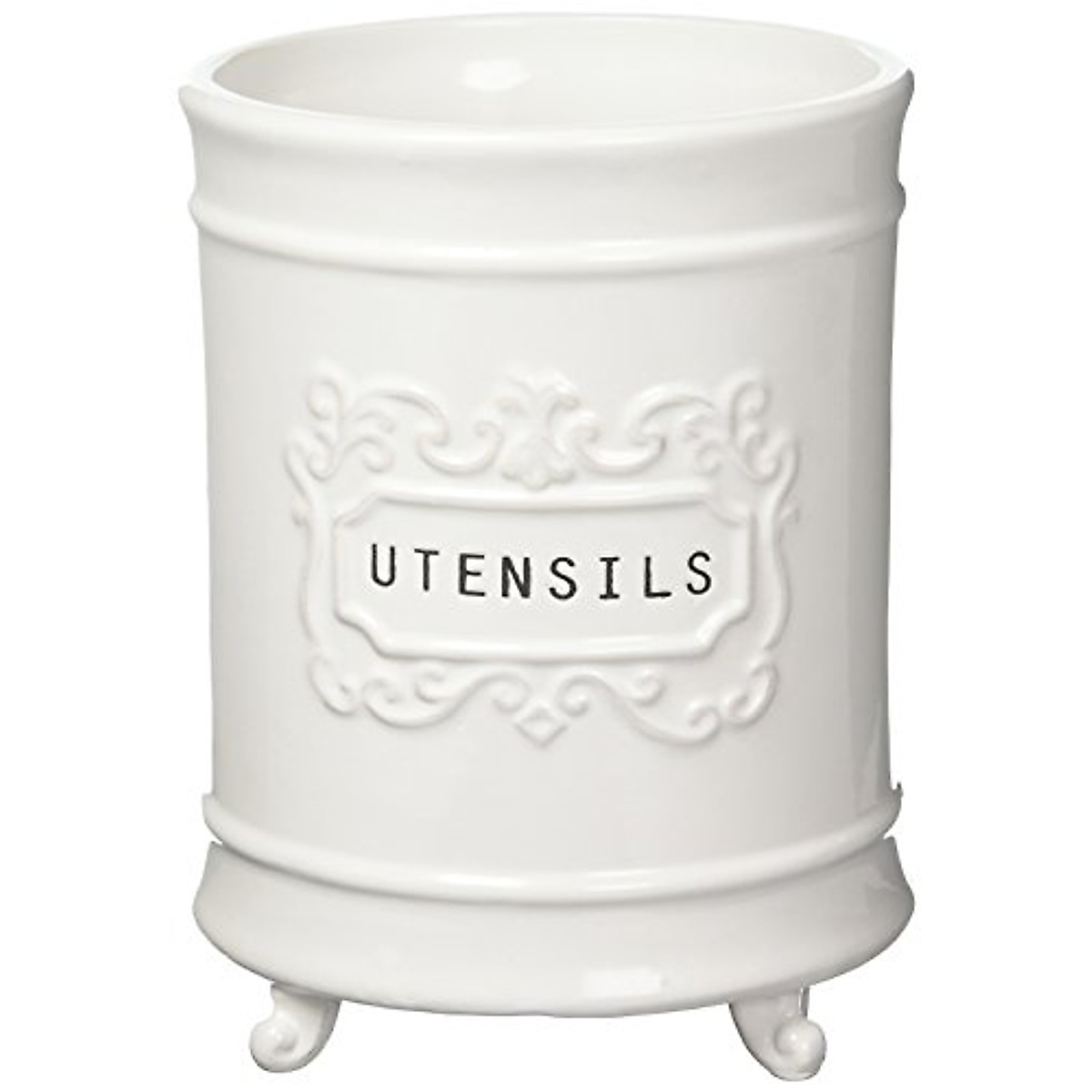 Mud Pie Circa Utensil Ceramic Holder, 6.5"x5" dia, Utensils