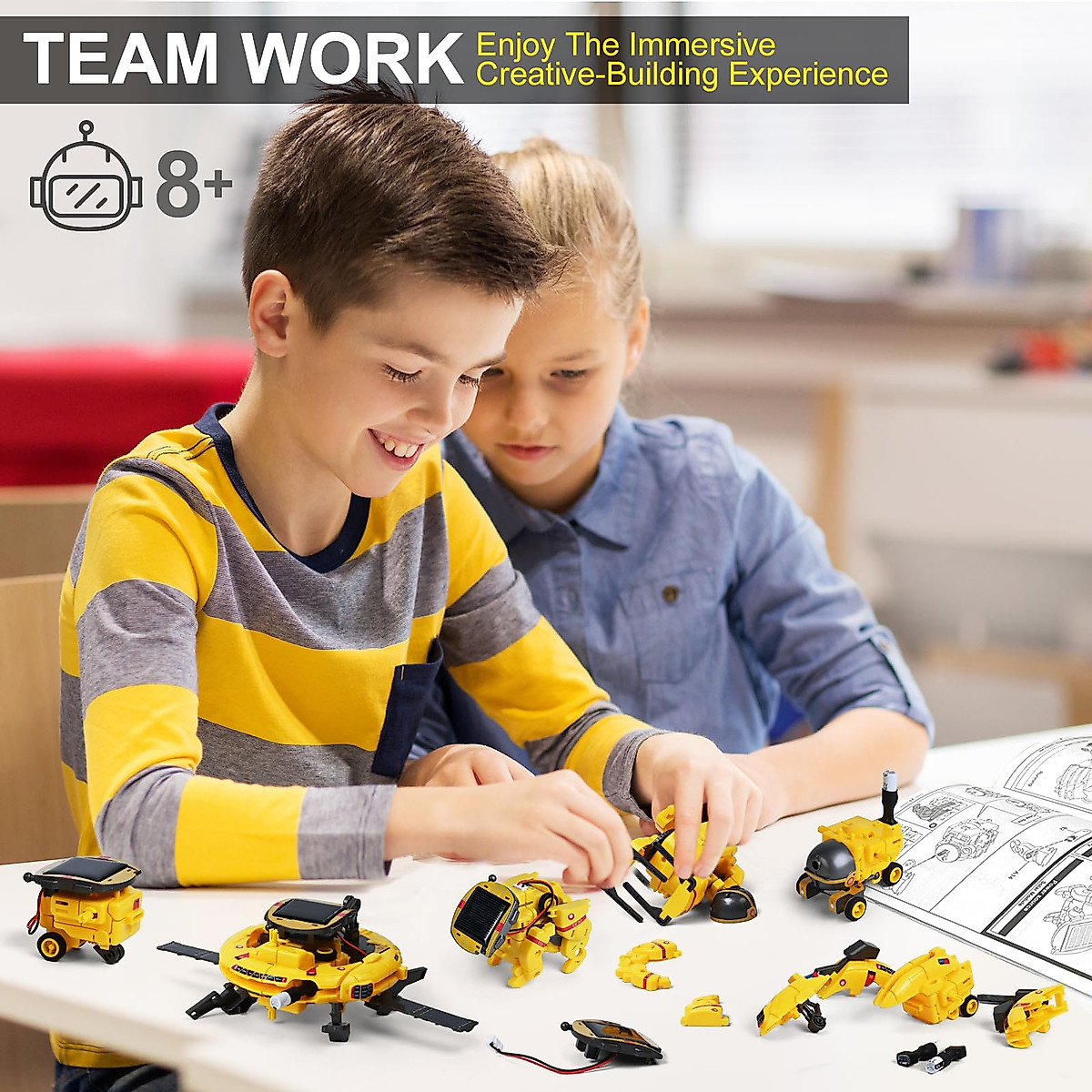 WEMEMORN STEM Projects for Kids Ages 8-12, 6-in-1 Solar Robot Space Toys for Boys Kids 12-16, 120Pcs Building Science Experiment Kit, Birthday Gifts for 8 9 10 11 12 13 14 Years Old Boys, Girls, Teens