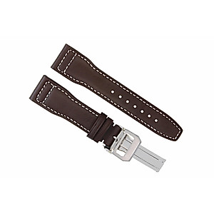 Ewatchparts 23MM LEATHER WATCH STRAP BAND COMPATIBLE WITH IWC PILOT PORTUGUESE TOP GUN SHINY CLASP BROWN