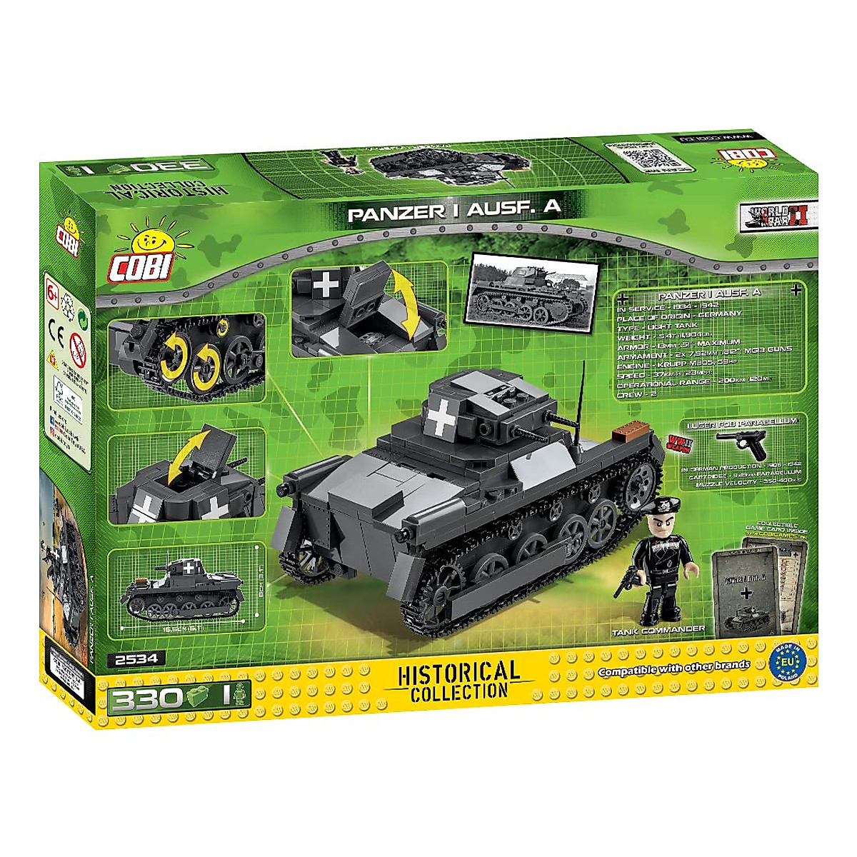 COBI 2534 Panzer I Ausf.A Building Blocks, Grey, Multicolor