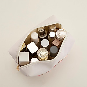 HBlife Pack of 3 Preppy Makeup Bag PU Leather Travel Toiletry Bag Set for Women Portable Chenille Letter Cosmetic Bag Waterproof Pouch Cute Zipper Organizer, Stuff, Skin and Hair