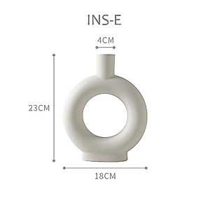 INGLENIX Grey White Ceramic Vase Nordic Minimalism Style Room Decor for Kitchen, Office, Living Room, Centerpieces, Modern Geometric Decorative Vases for Home Decor (INS-E)