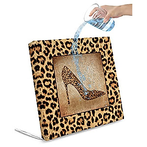 ZFUNCING 2 Pack Waterproof Patio Cushion Cover for Outdoor,Sexy Leopard High Heel Shoe Washable Replacement Covers Furniture Seat Slipcover for Couch Sofa Chair,Retro Wildlife Animal Skin,22x20in