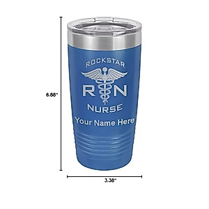 LaserGram 20oz Vacuum Insulated Tumbler Mug, RN Rockstar Nurse, Personalized Engraving Included (Dark Blue)