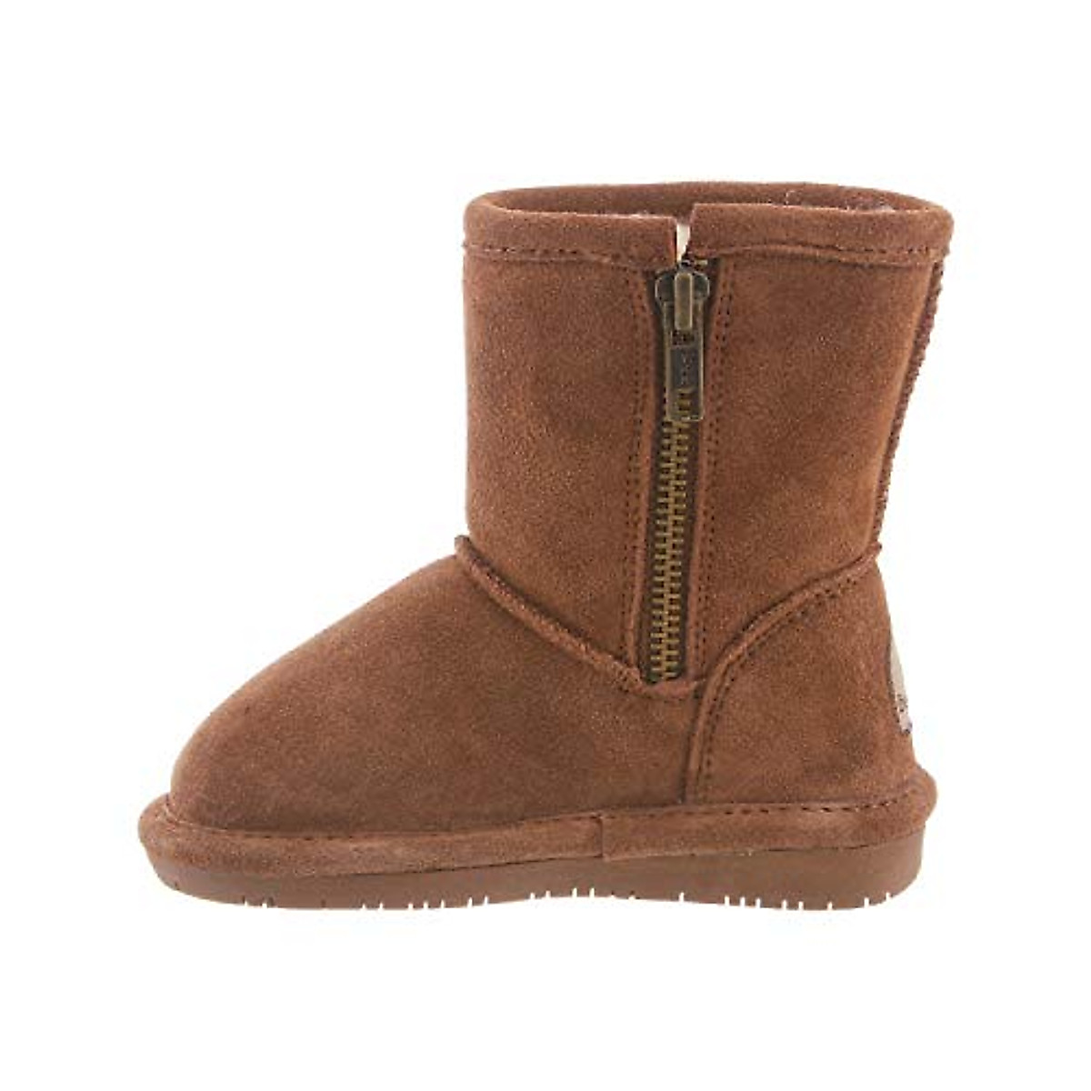 BEARPAW Baby Emma Zipper Mid Calf Boot, Hickory, 7 M US Toddler