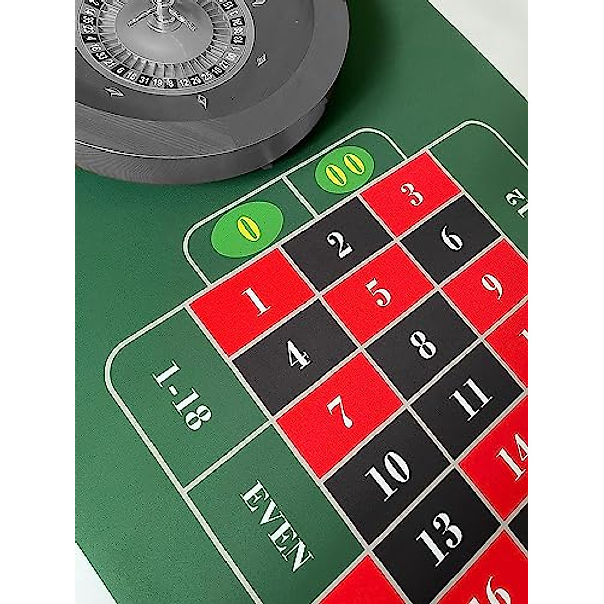 The Gaming Mat Company Roulette Table Mat for Casino Home Game Nights- Deluxe Vegas Roulette Table 35.5" x 71" x 0.12"- Big Mats Smooth Fabric Topper- Space for A Roulette Wheel- Double & Single Zero
