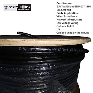 Typhon Cat6 Direct Burial Outdoor Network Cable Solid Pure Copper UTP 23AWG UV Resistant