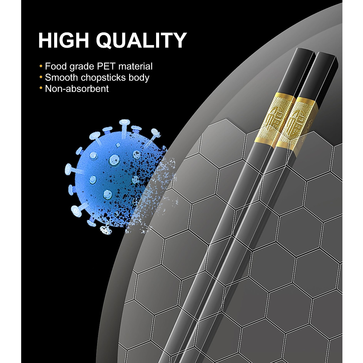 LOROTOCO 100 Pairs Fiberglass Chopsticks | Reusable | Dishwasher Safe | Bulk | Adults | Commercial - （9.45in）