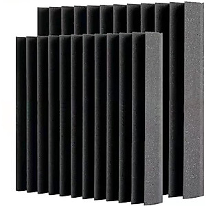 48 Pack Black Acoustic Foam Panels, 1" X 12" X 12" Acoustic Panels Soundproof Studio Foam for Walls Sound Absorbing Panels Sound Insulation Panels, Acoustic Foam Panels (48 PCS)