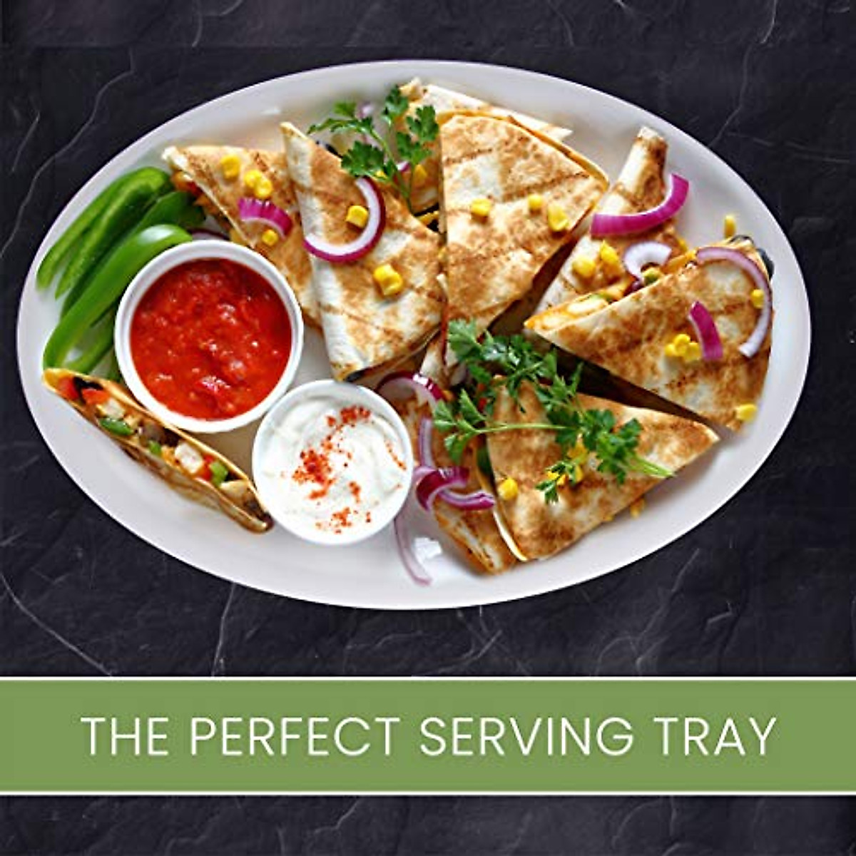 Plasticpro Plastic Oval Serving Trays - Serving Platters Oval 11 X 16 Disposable Party Dish White Pack of 4