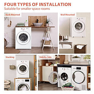 Euhomy Compact Dryer 1.8 cu. ft. Portable Clothes Dryers with Exhaust Duct with Stainless & Comfee Portable Washing Machine, 0.9 cu.ft Compact Washer With LED Display, 5 Wash