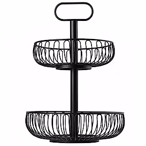 TARNABY Fruit Basket for Kitchen,Fruit Bowl for Kitchen Counter, Large Capacity Metal Vegetable Basket Bowls, Countertop Fruits Baskets Bowl Stand Detachable Fruit Holder Basket Storage