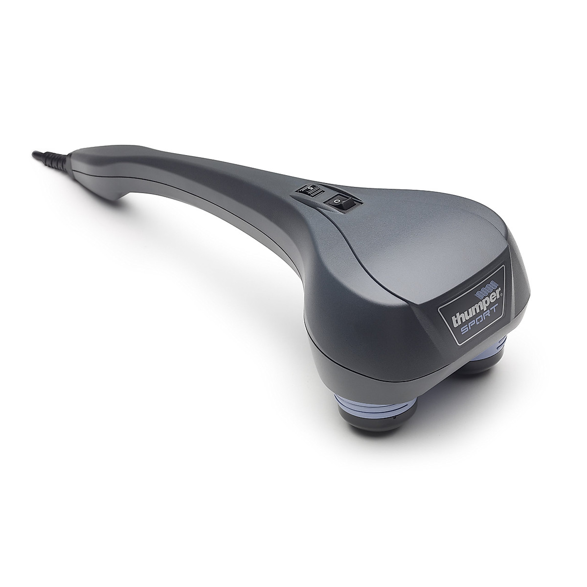 Thumper Sport Percussive Massager - Deep tissue home use massager for muscles, back, shoulders, legs, arms. Portable percussive therapy action electric handheld massager with long handle