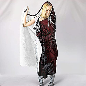 Khcbts Hooded Blanket Viking Fleece Throw Blanket with Hood Wearable Hooded Throw Blanket for Watch TV White 60x80 inch