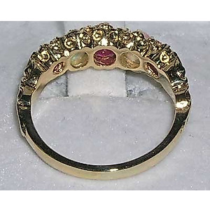 LetsBuyGold 14k Yellow Gold Natural Ruby and Opal Womens Band Ring - Size 4.75