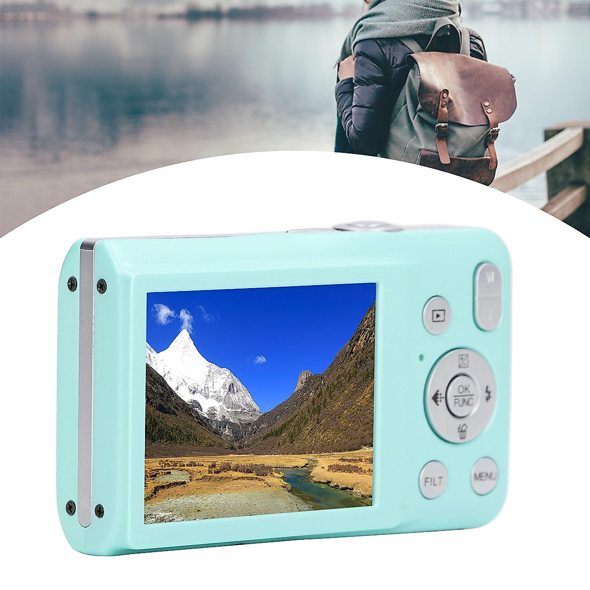 8K Digital Camera, 16X Zoom Selfie Camera Auto Focus with 2.7 Inch HD Screen for Photography Video Recording, 68MP Portable Vlogging Camera for Travel (Green)