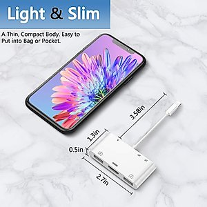 rosyclo Lightning Hub iPad Adapter, 6-in-1 Lightning to HDMI Digital AV Converter, TF & SD Card Reader, USB Camera Adapter, Power Delivery Compatible with iPhone, iPad and More USB Devices
