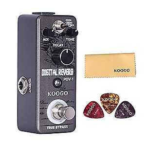 Koogo Reverb Pedal Ocean Verb Effect Pedals For Electric Guitar Bass Wide Adjustable Range 3 Modes